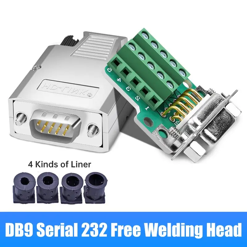 1pc-DB9-Solder-free-Connector-Metal-Shell-9-pin-RS232-COM-Serial-Port ...