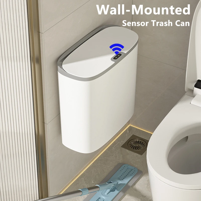 14L-Bathroom-Smart-Trash-Can-Wall-Mounted-Waterproof-Garbage-Bin ...