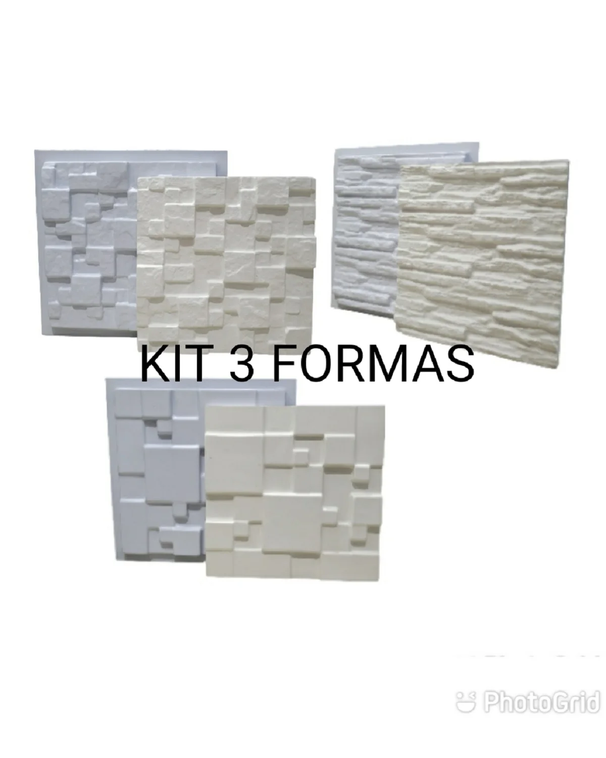 Forma 3d Para Gesso 3d Kit 3 Moldes Placas 3d Cimentício Abs