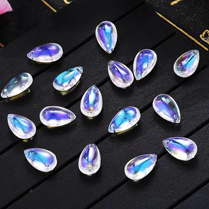 28/56PCS 8x14mm Luxury Crystal Water Drop Beads Shiny AB Color Glass ...