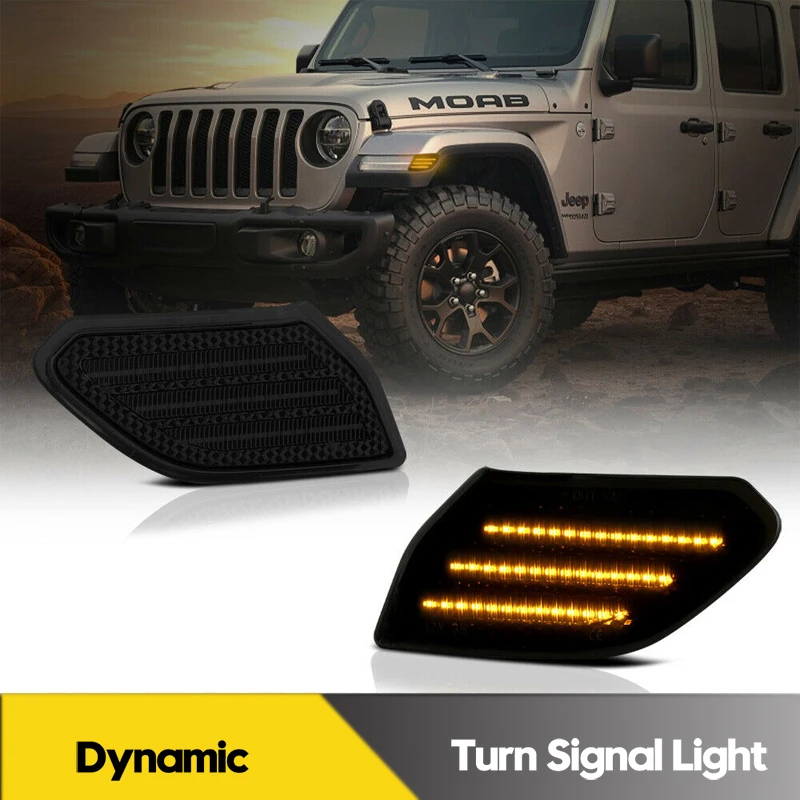 2Pcs LED Dynamic Side Marker Light Turn Signal Blinker Indicator Lamps ...