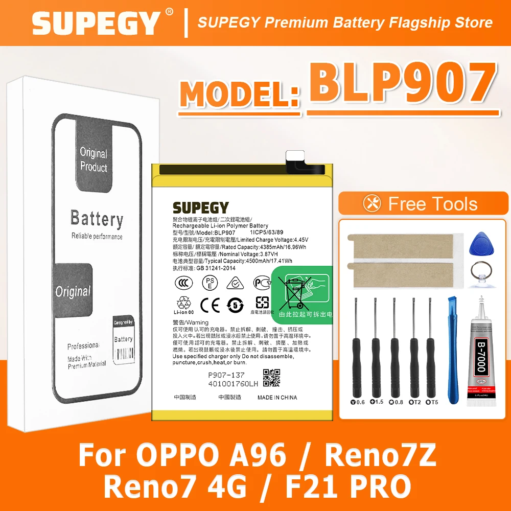BLP907 907 Battery For OPPO A96 / Reno7Z / Reno7 4G / F21 PRO Repair ...