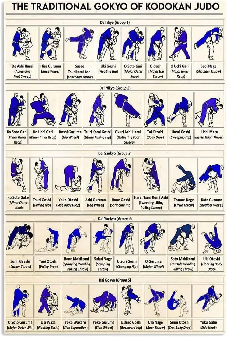 The Traditional Gokyo Of Kodokan Judo Knowledge Poster Vintage Art ...