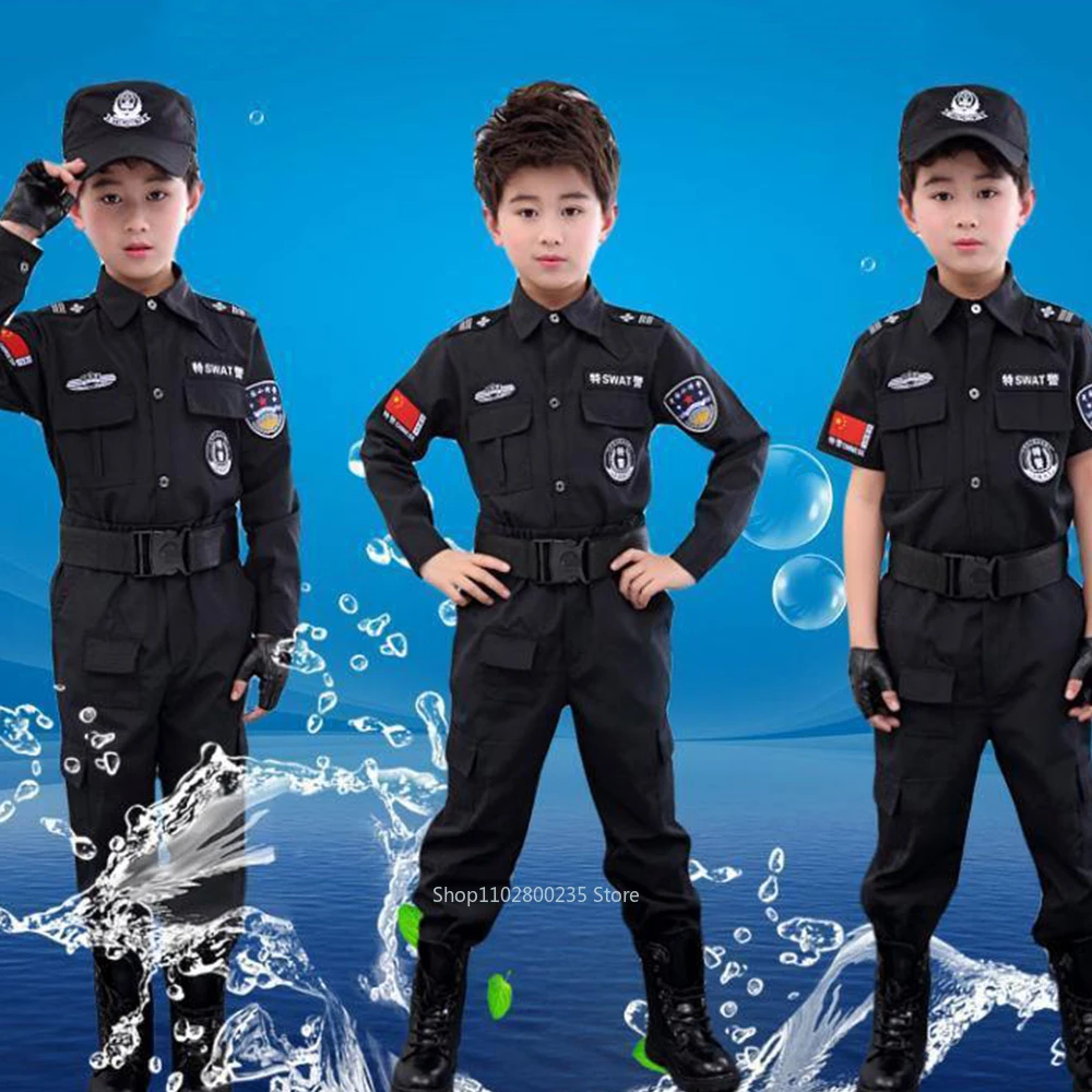 Children-Policeman-Uniform-Cosplay-Costumes-Kids-Police-Top-Pants-Hat ...