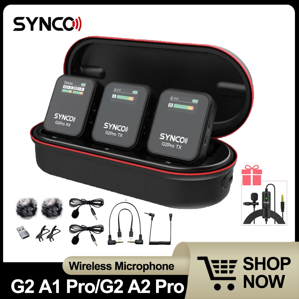 Synco-Wireless-Lavalier-Microfone-Sistema-Mic-para-Mesa-Smartphone-C-mera-DSLR-Monitoramento-em ...