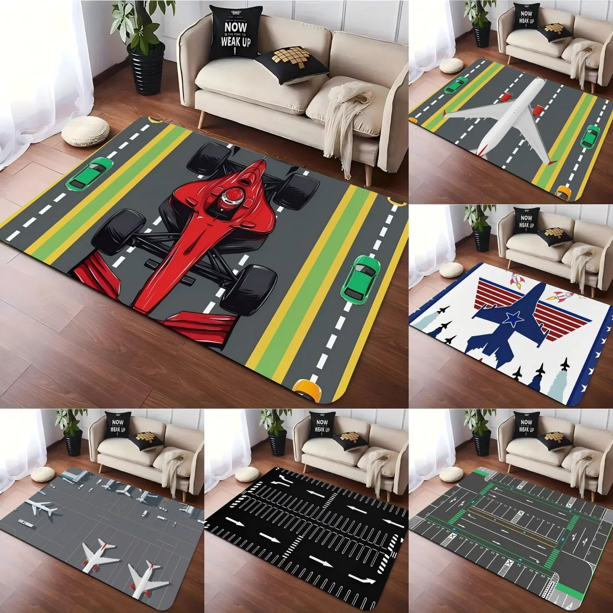 Airport Game Rug, Airport Play Rug, Kids Airplane Runway Carpet, Car ...