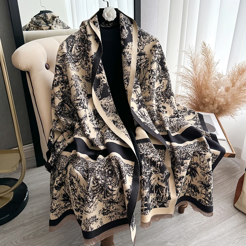 Ladies Winter Luxury printed cashmere shawl and scarf Bufanda thermal ...
