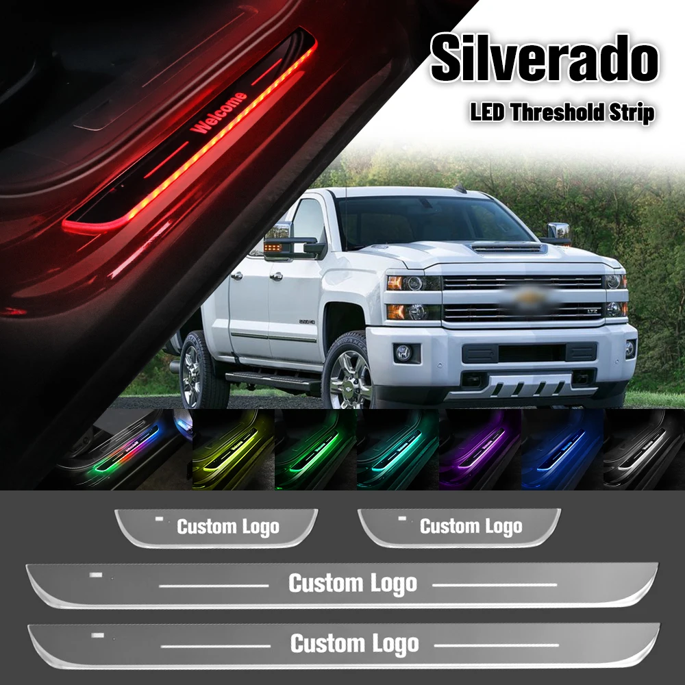 For-Chevrolet-Silverado-1995-2023-Car-Door-Sill-Light-Customized-Logo ...