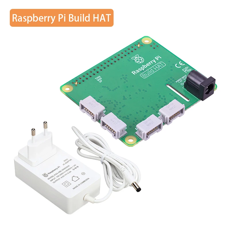 공식 Raspberry Pi Build HAT 48W 8V 6A 전원 공급 장치 충전기 교육용 Raspberry Pi 연결 ...