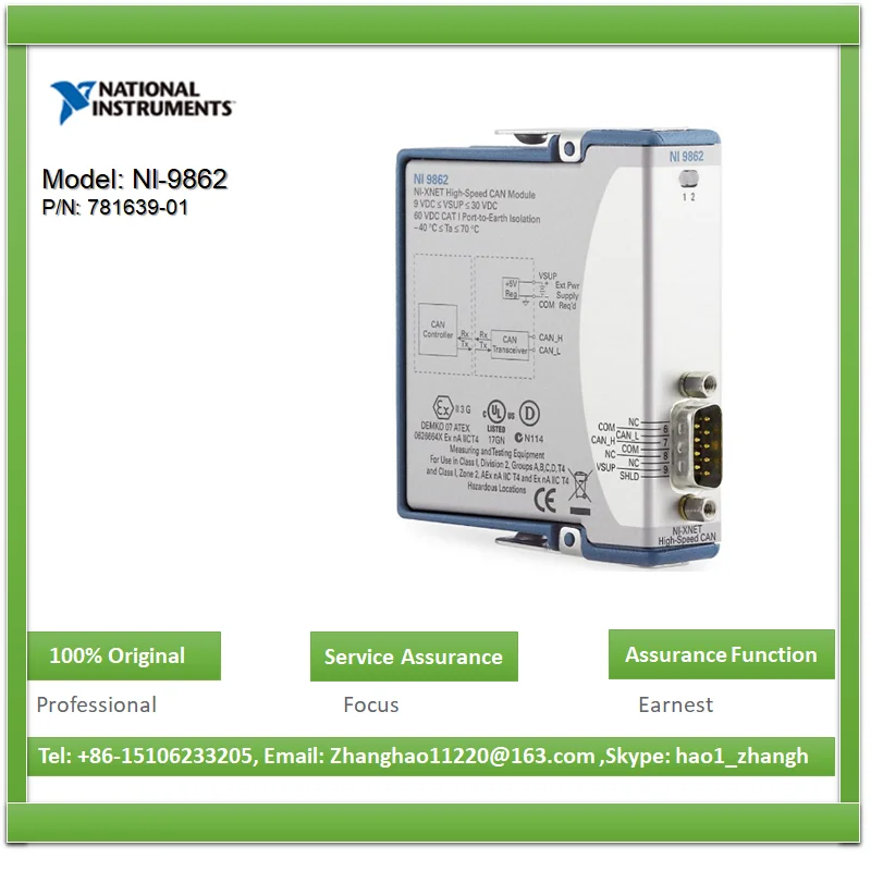 NI 9862 1 port, high speed CAN module 781639-01