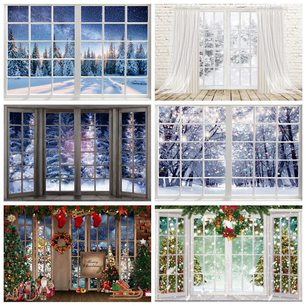 Winter-Window-Sill-Snow-Scene-Christmas-Photo-Backdrop-Winter-Forest ...