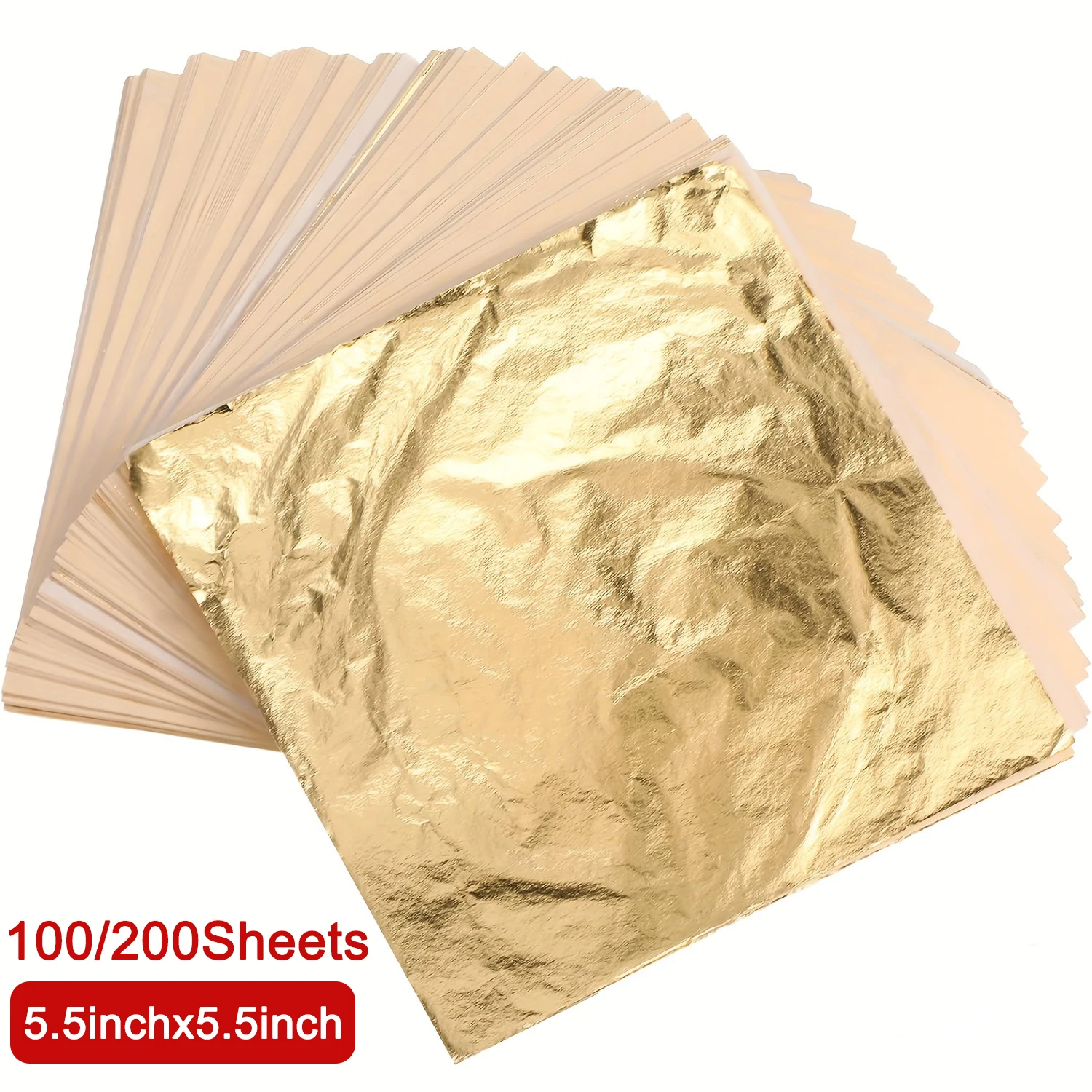 100/200Sheets Imitation Gold Leaf Gold Foil Sheets for Arts DIY Gilding ...