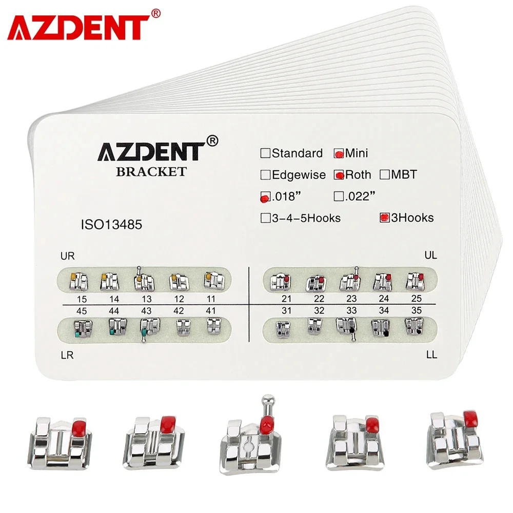 AZDENT-10-Packs-200pcs-Dental-Orthodontic-Bracket-Metal-Brace-Mini-Roth ...