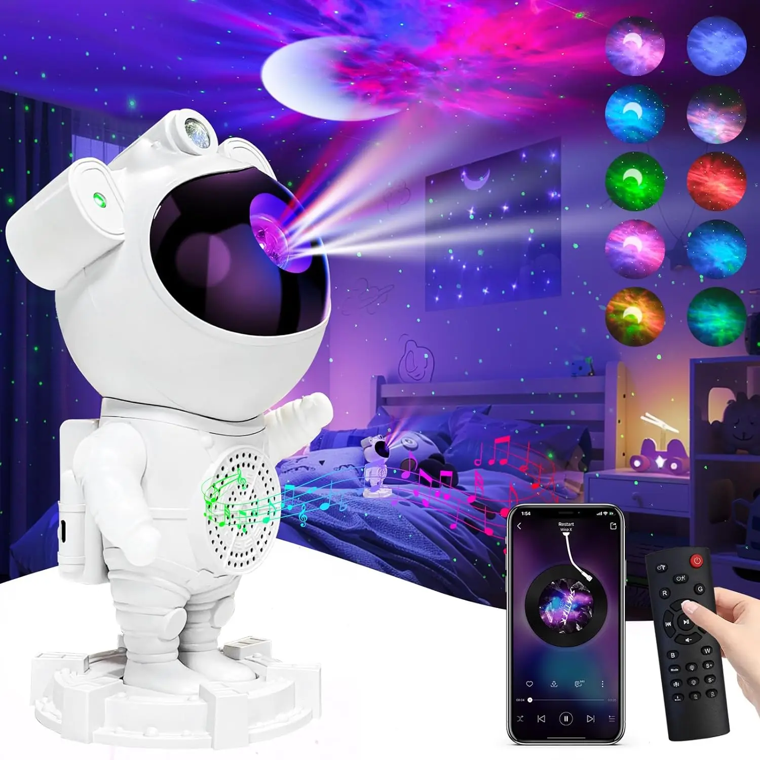 Astronaut-Galaxy-Projector-Star-Projector-Night-Light-Bluetooth-Music ...
