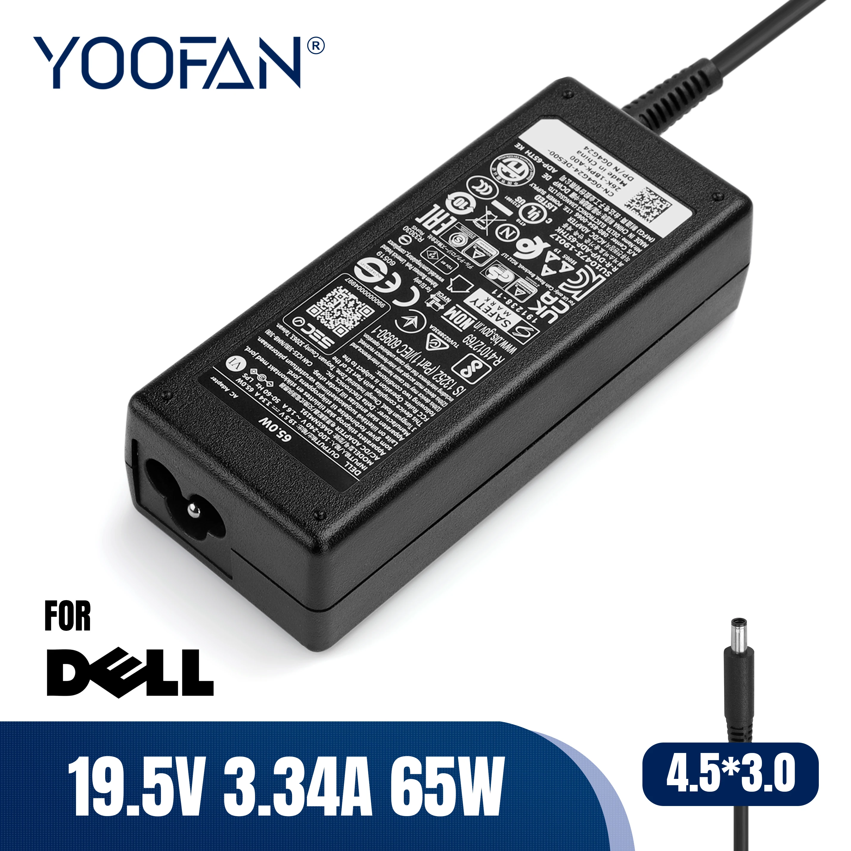 65W 19.5V 3.34A Adapter Charger (LA65NS2-01/0G6J41/MGJN9) for Dell ...