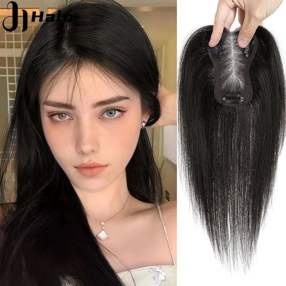 Halo-Natural-real-Human-Hair-Side-Wig-Bangs-For-Women-3D-Mid-Split ...