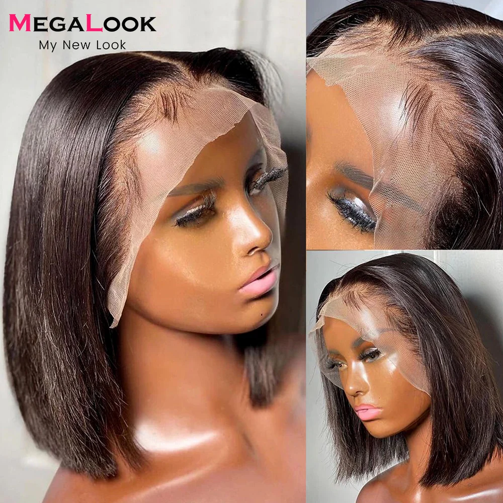 Part Lace Wig Human Hair 180 Density | Megalook Human Hair Short Wigs ...