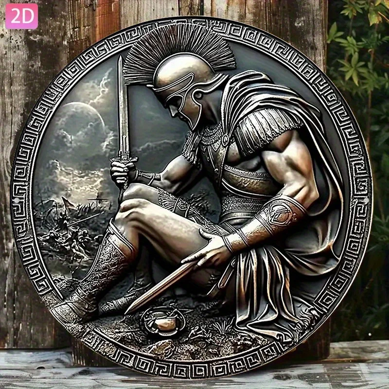 Arte de Parede em Metal Guerreiro de Esparta, Placa de Alumínio com ...