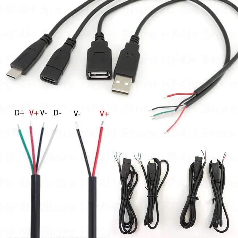 Type-C-USB-Female-Jack-4-Pin-2-Pin-Male-Female-Power-Supply-Data-Line ...