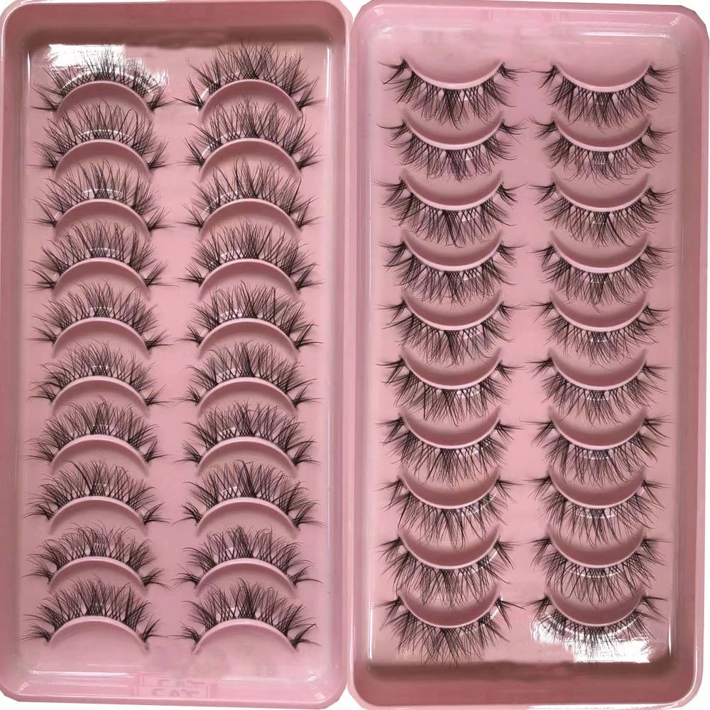 10pairs3d Mink Invisible Lash Handmade Crisscross Eyelashes Clear Band ...