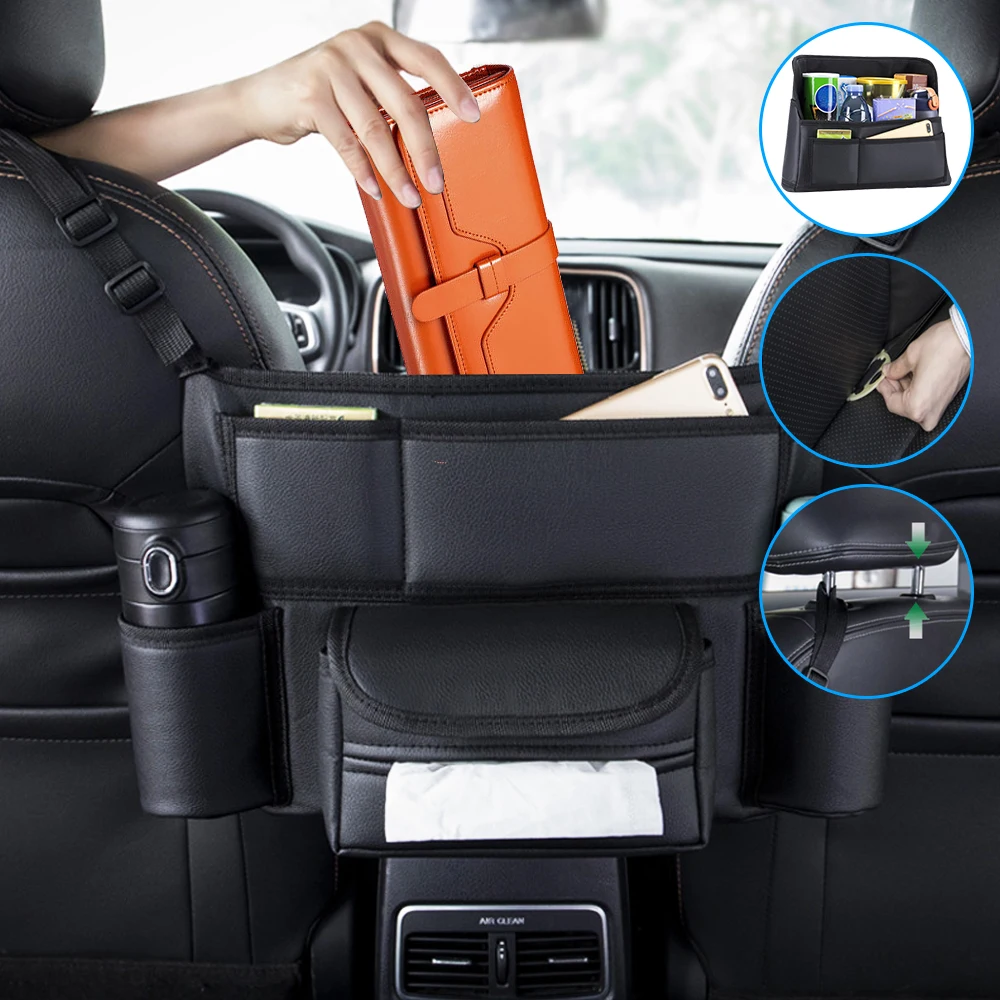 Leather-Car-Organizers-and-Storage-Bag-Between-Front-Seats-Auto ...