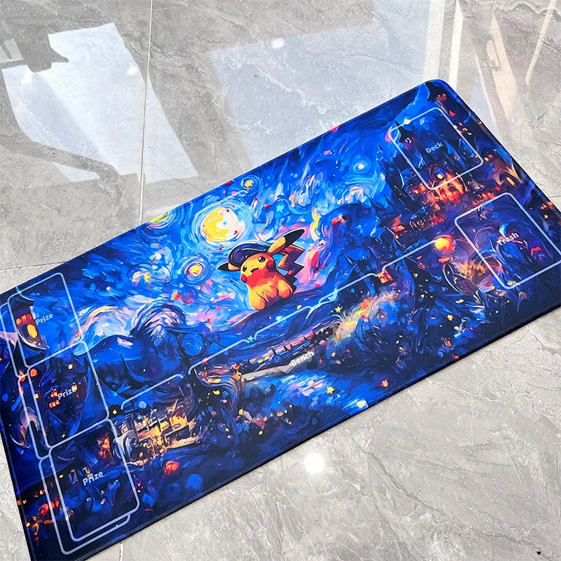 Anime-Pokemon-PTCG-Cards-Play-Mat-The-Starry-Night-Style-Pikachu-Figure ...