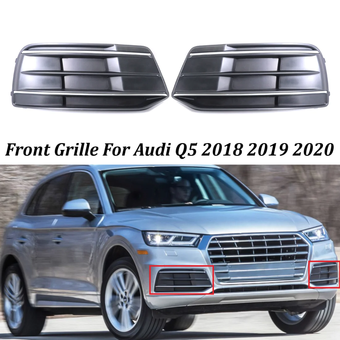 Left Right Side Car Front Fog Light Cover Grille Grill Bezel For Audi ...