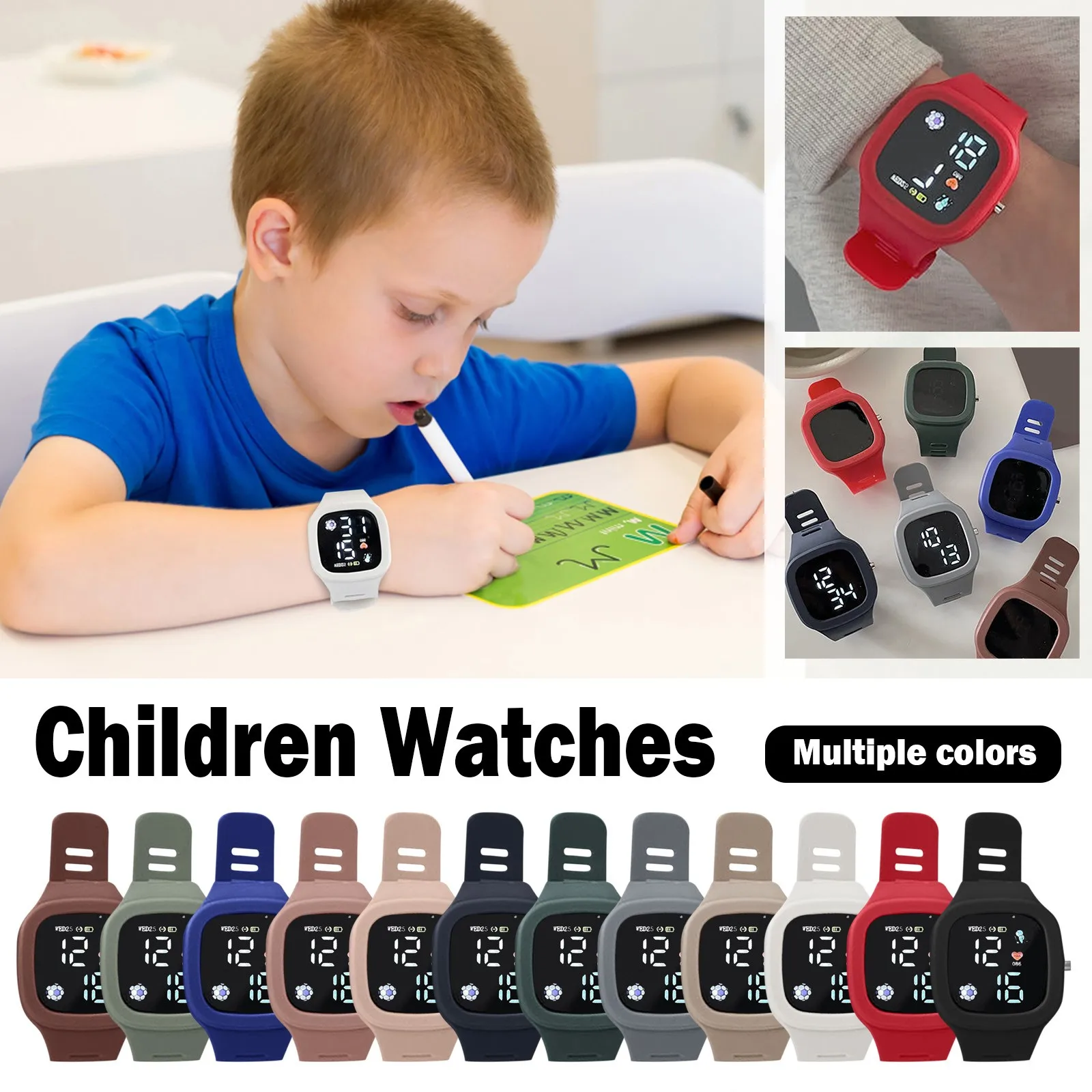 Children-S-Electronic-Wristwatches-Kids-Led-Black-Pink-Digital-Bracelet ...