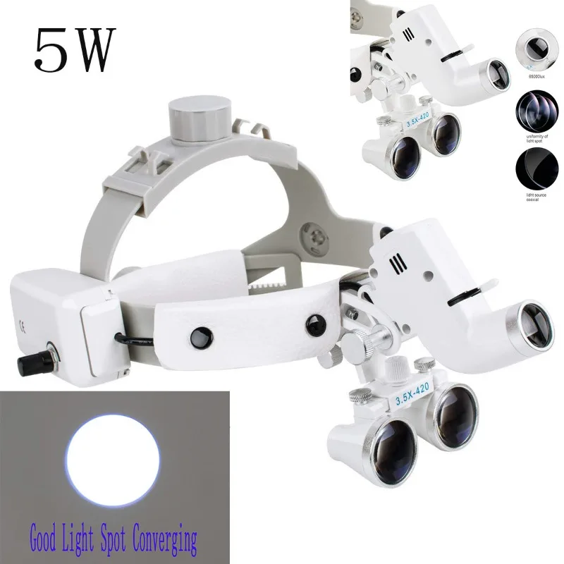 Dental medical head-mounted magnifying glass special strong light 5W ...