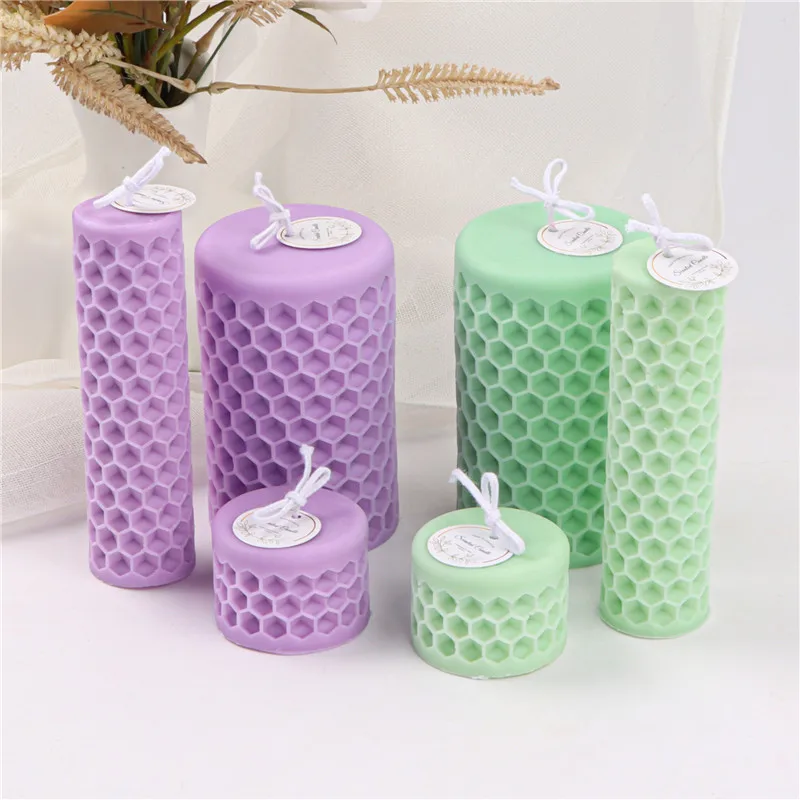 Honeycomb-Cylinder-Silicone-Candle-Mold-Carving-Art-Aromatherapy ...