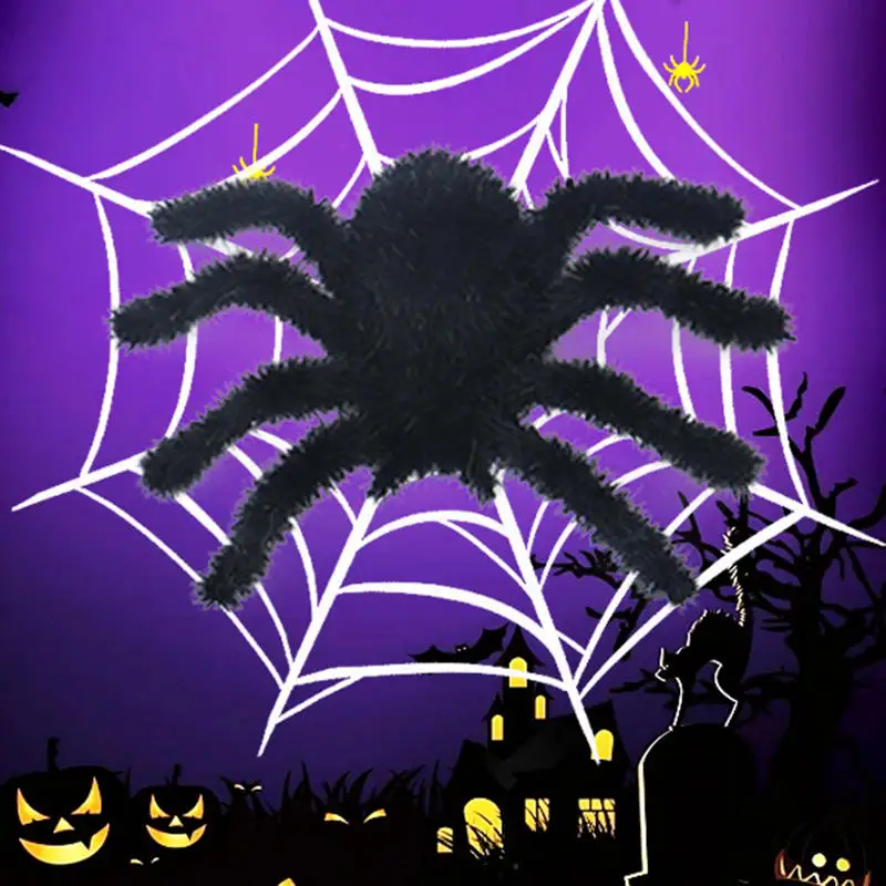 Halloween Plush Spider Simulation Flocking Spider Party Props Haunted ...