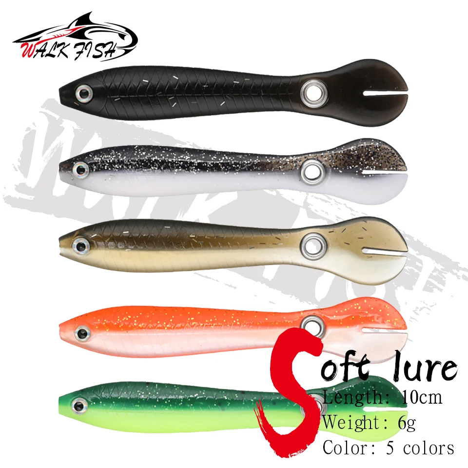 Walk Fish 5pcs/lot Soft Fishing Bait 2g/6g Wobble Tail Lure Silicone ...