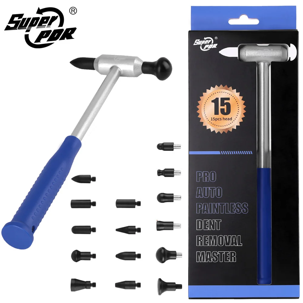 PDR Auto Dent Remover Hammer With 15 Heads,Paintless Car Dent Repair ...