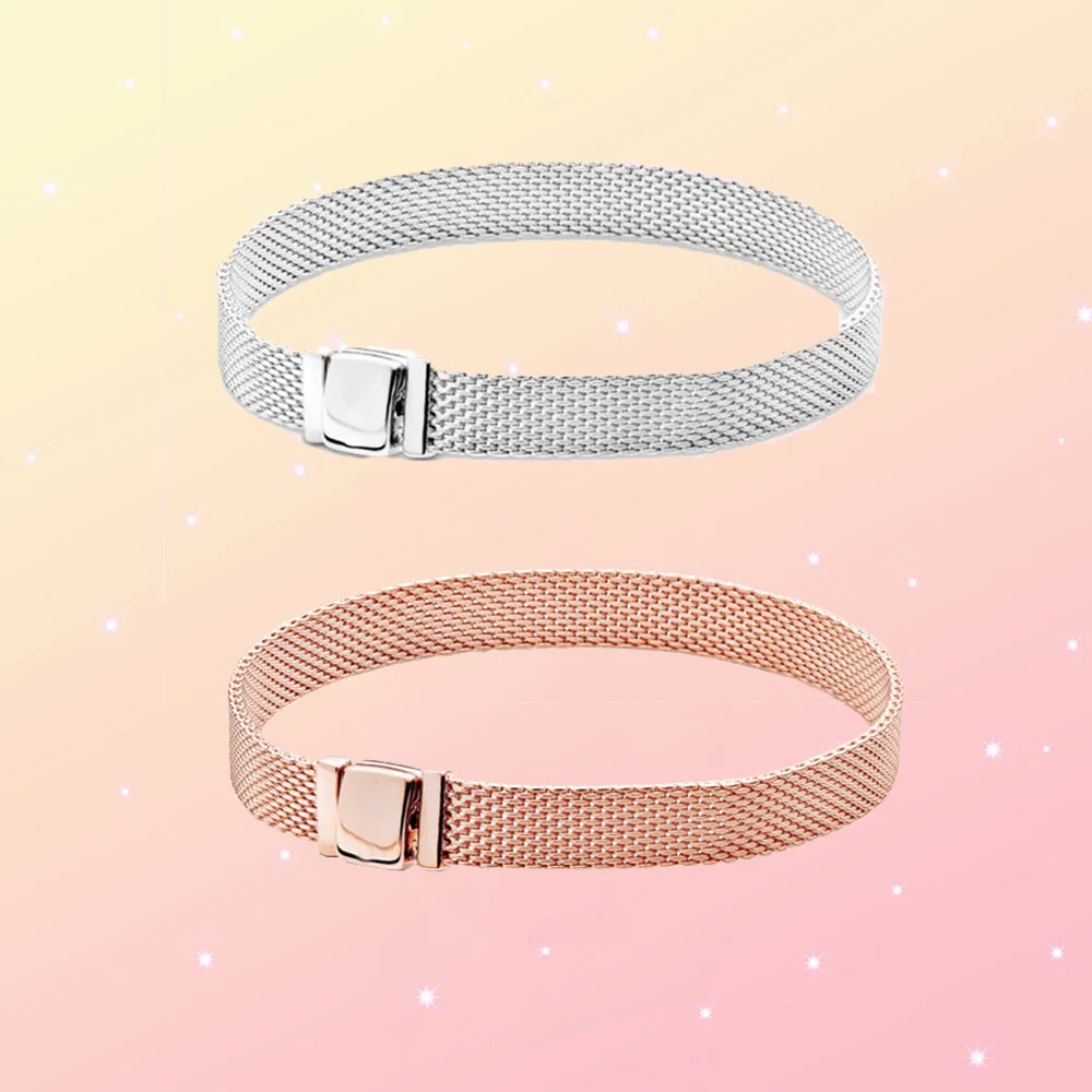 925-Sterling-Silver-Pandora-Reflection-Mesh-Bracelet-Charm-Bracelet-for ...