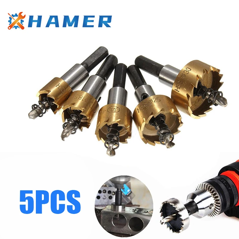 5pcs-Titanium-Plating-HSS-Core-Drill-Bit-Stainless-Steel-Hole-Saw-Alloy ...