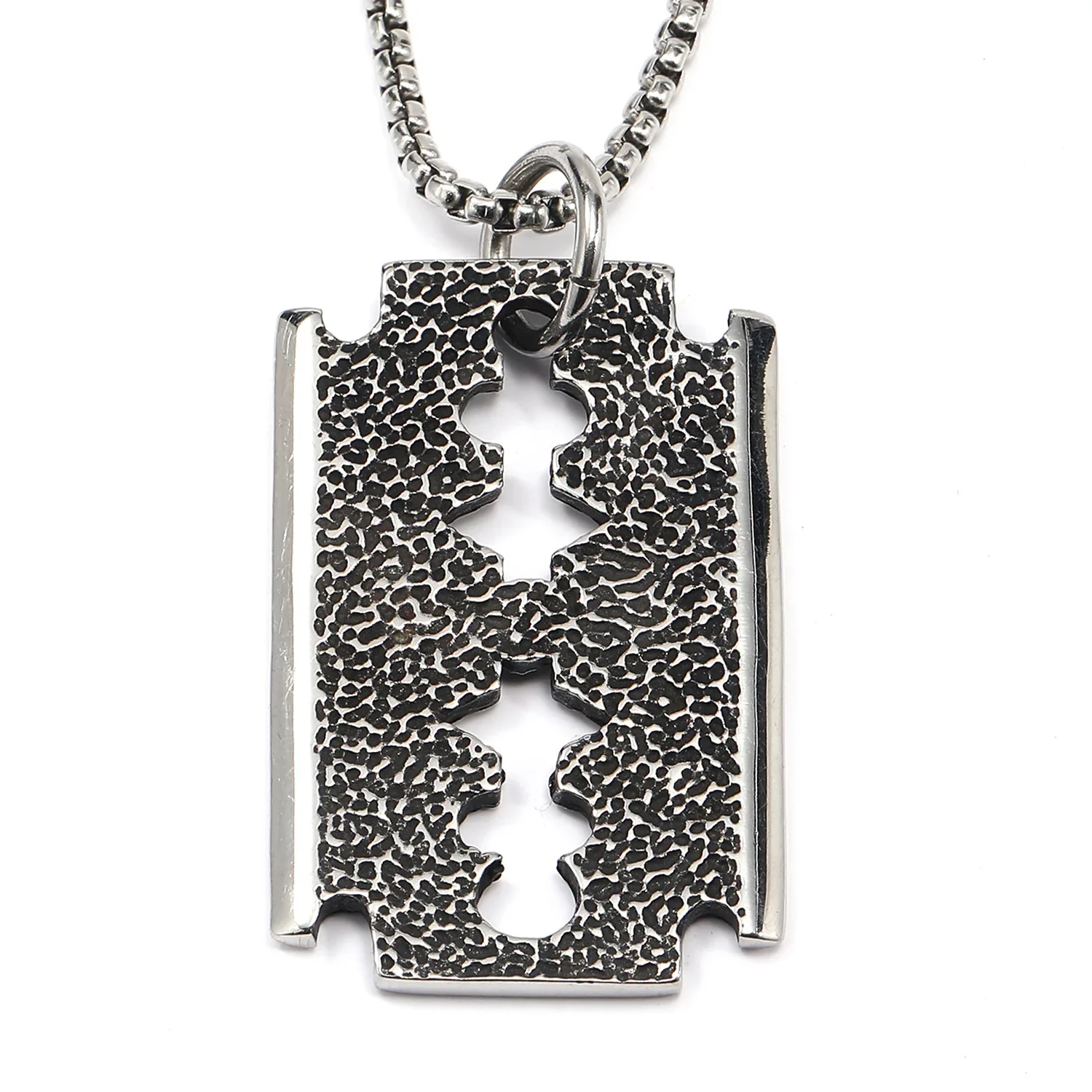Retro Punk Razor Blade Pendant,Men Stainless Steel Necklace,Hip-Hop Boy ...