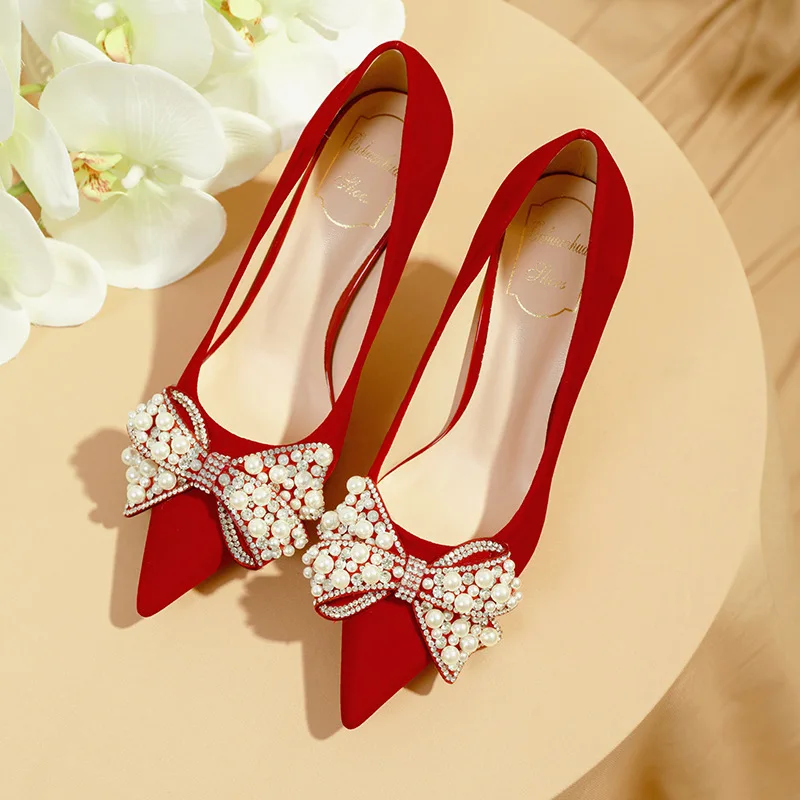 Shoes Women Wedding Red High | Red High Heel Wedding Shoes | Red Pearl ...