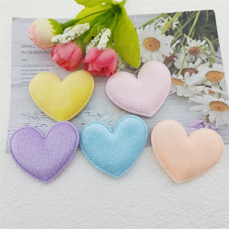 50Pcs-4-5-4CM-Furry-Felt-Heart-Padded-Cloth-Fabric-Patches-for-Clothes ...