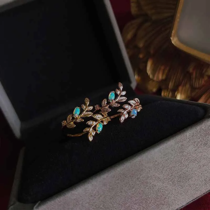 Original-craft-inlaid-faux-opal-branches-Vines-rings-for-women-light ...