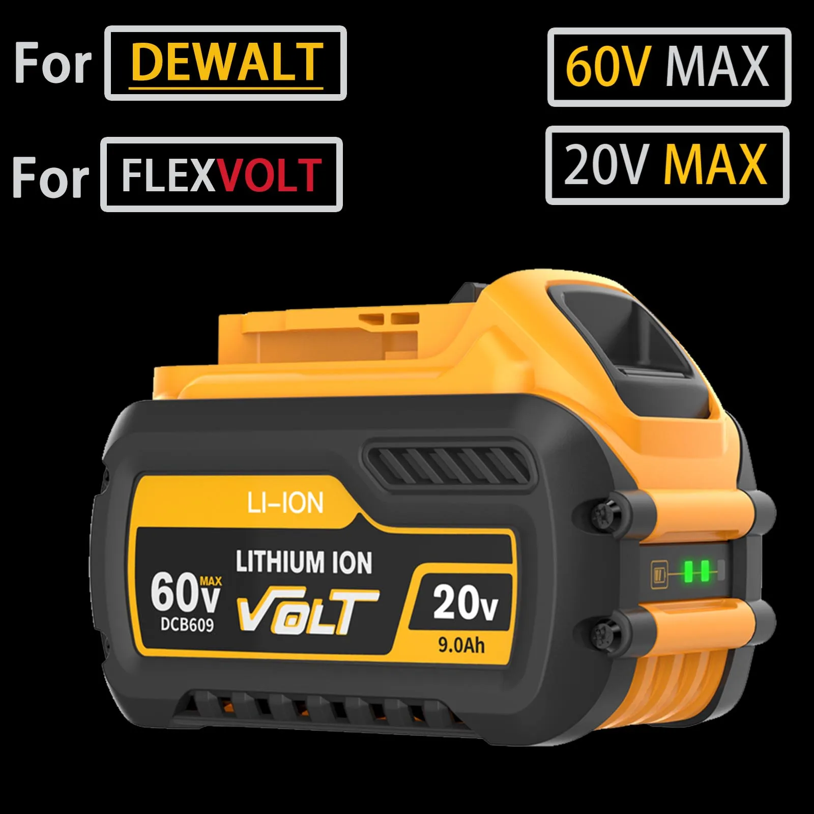 For-Dewalt-18V-20V-MAX-Replacement-Li-ion-Battery-DCB606-DCB609-DCB205 ...