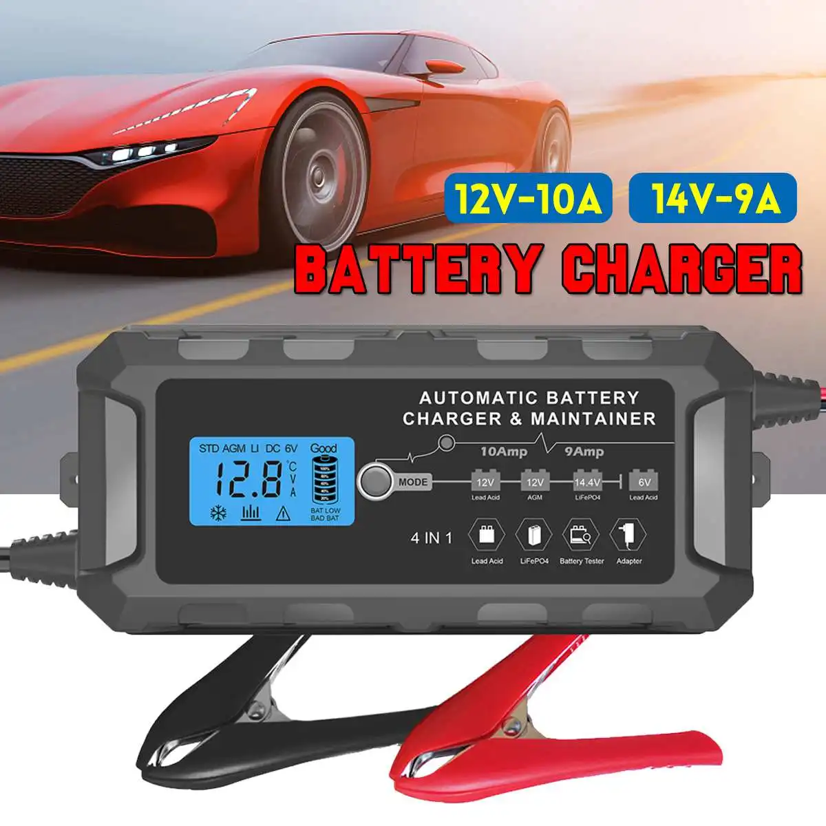 Andeman 12V 14V LCD Smart Fast Car Battery Charger 110V 220V for Auto ...