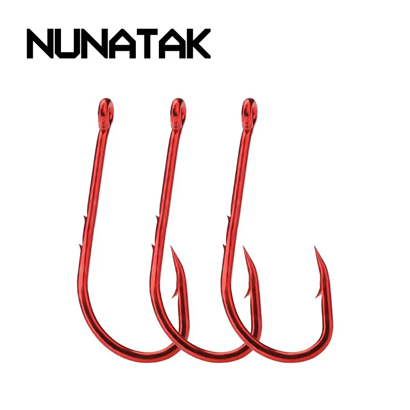 NUNATAK Fishing Hook Barbed Hook Sharp Hook Red Hook With Hole 100P ...