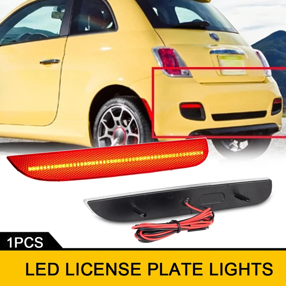 Clear-Lens-Rear-Bumper-Red-LED-Side-Marker-Lights-For-12-17-Fiat-500 ...