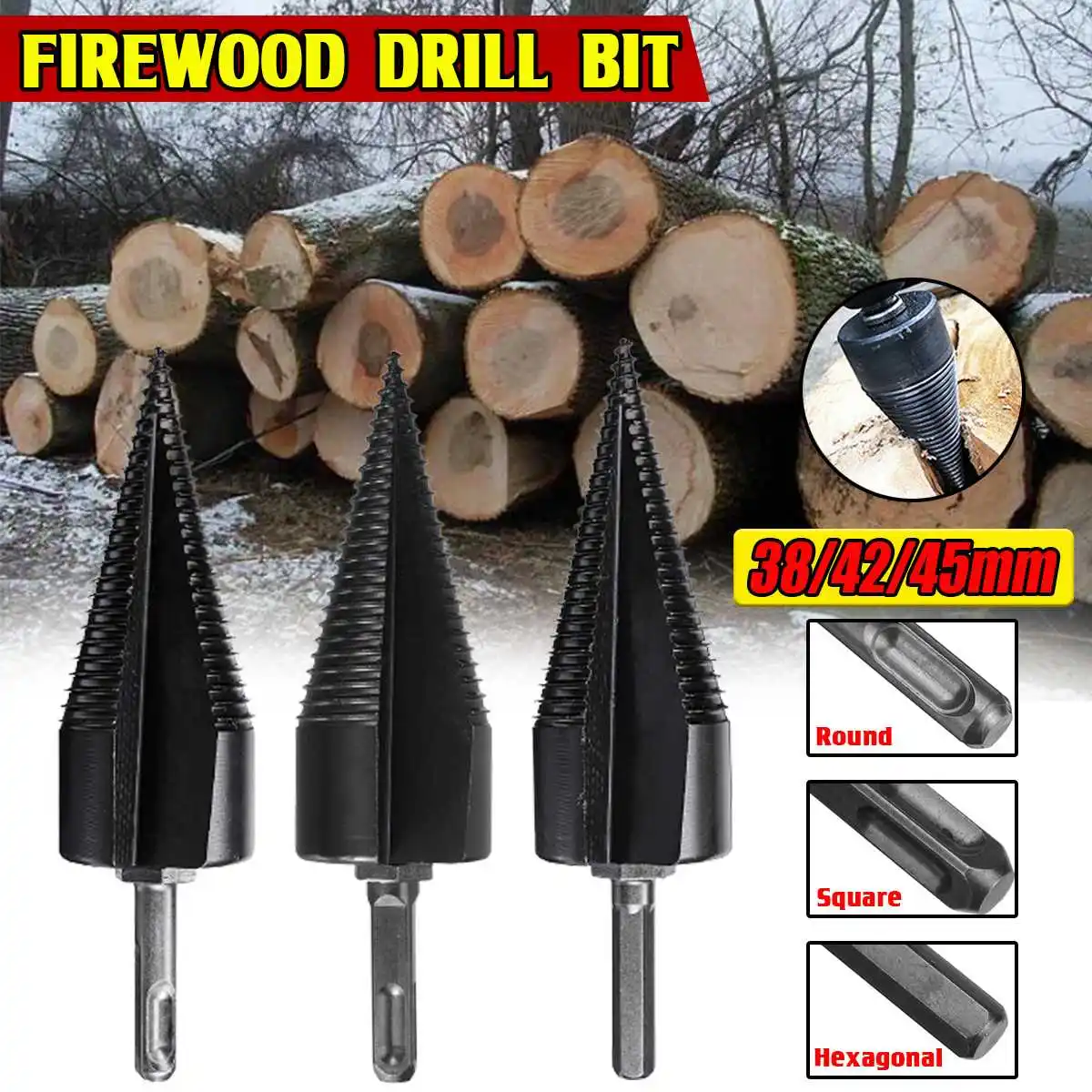 42-45mm-High-Speed-Twist-Drill-Bit-Wood-Splitter-Screw-Cones-Splitting ...