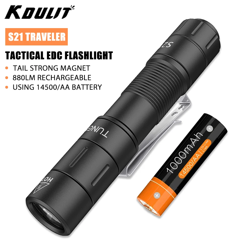 S21-Traveler-EDC-Tactical-Flashlight-880LM-Rechargeable-Keychain-Light ...