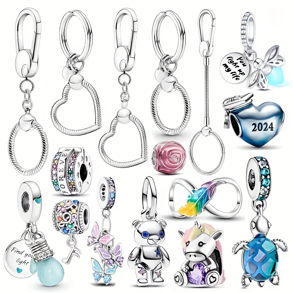 Diy-Keychain-Charms-Moments-Small-Bag-Heart-beads-Holder-Key-Ring ...