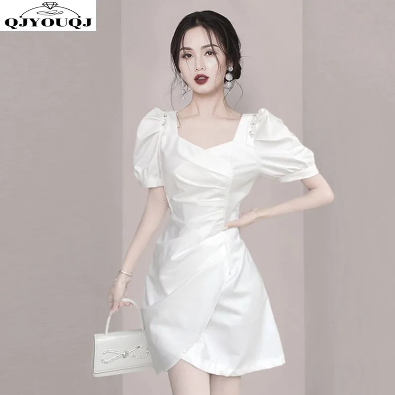 Light-Luxury-Fashion-High-End-Square-Neck-Waist-Pulling-Dress-2024 ...