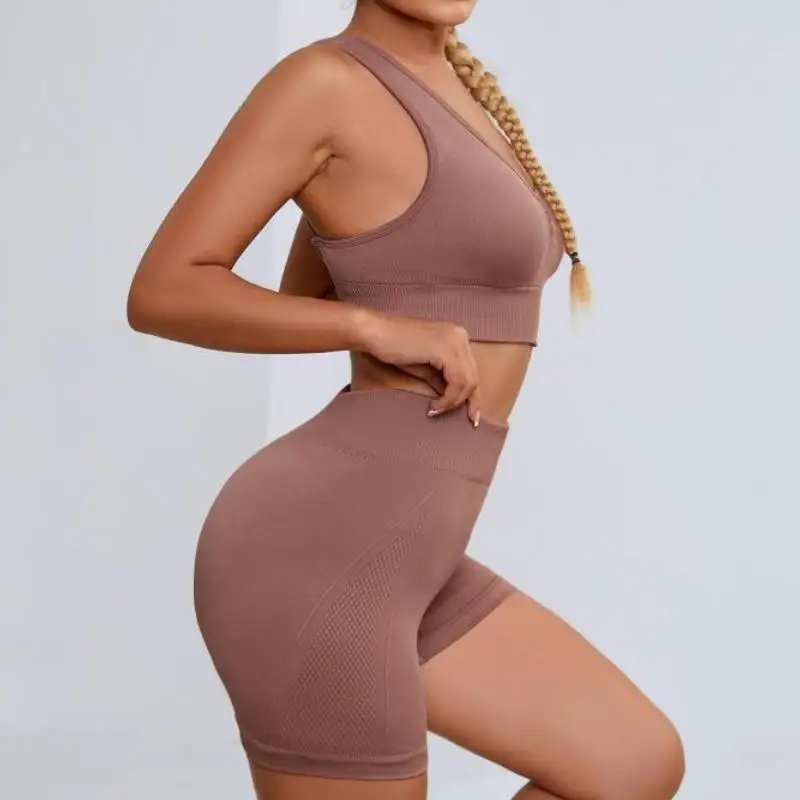 Seamless-Yoga-Set-Workout-Clothes-for-Women-High-Waisted-Shorts-Sports-Bra-Athletic-Suit-Active ...