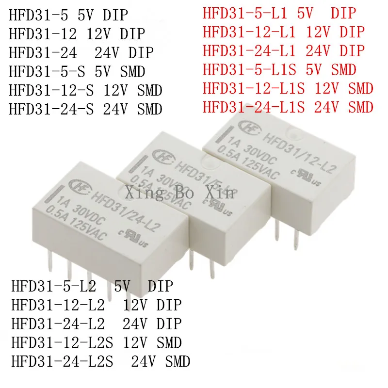 5pcs-new-HFD31-DC5V-12V-24V-S-L1-L2-L2S-L1S-Subminiature-Signal-Relay ...