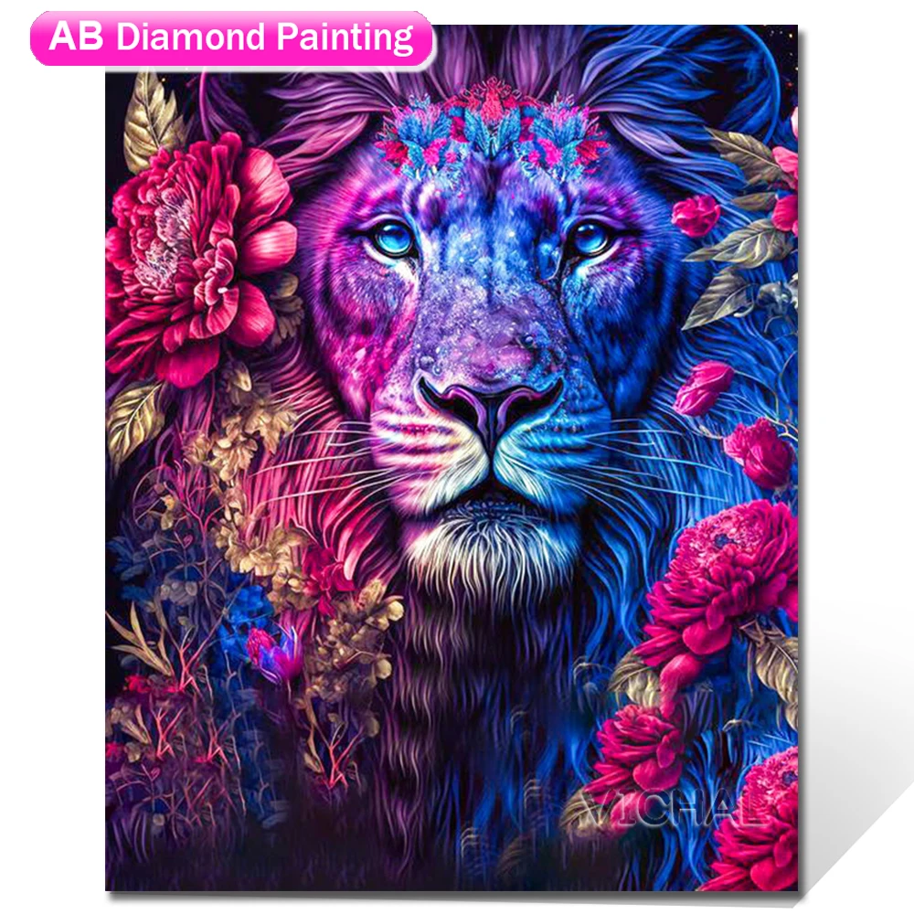 New-Animal-Diamond-Painting-Colorful-Lion-Picture-AB-Diamond-Art-Full ...